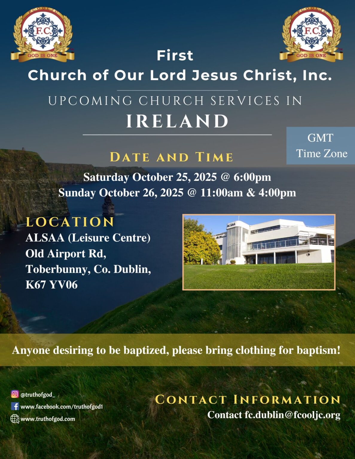 Truth Of God – First Church Scheduled Events
